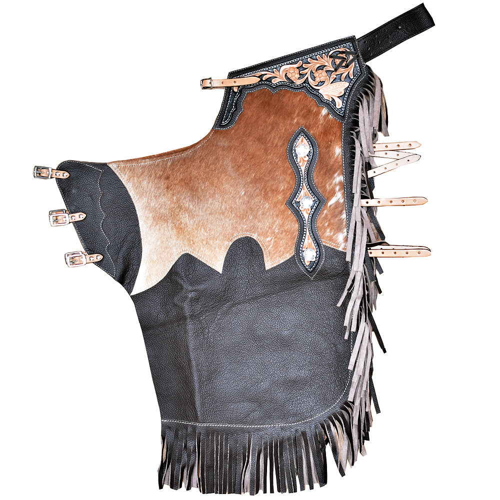 Hilason Western Adult Pro Rodeo Bronc Bull-Riding Leather Chinks Chaps ...