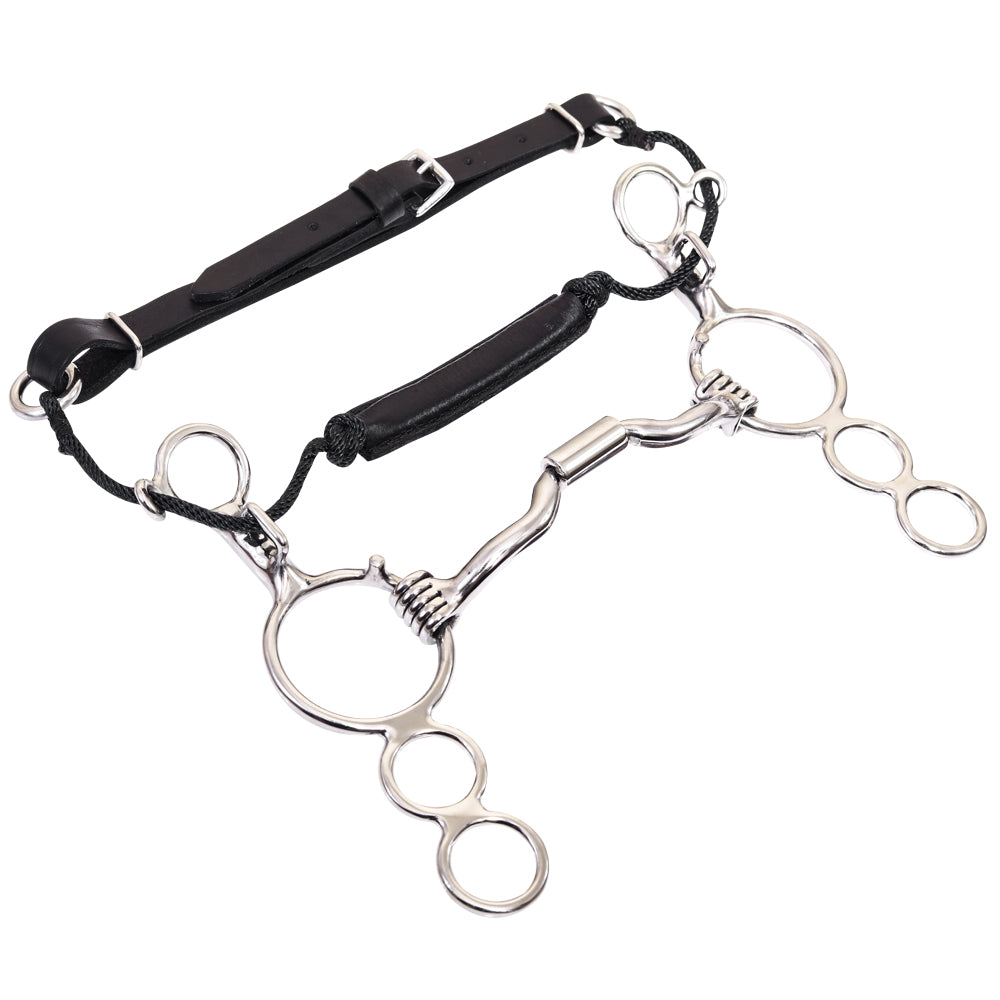 3 Ring Med Port Snaffle Bit Combination W/ Roller – Hilason Saddles and ...