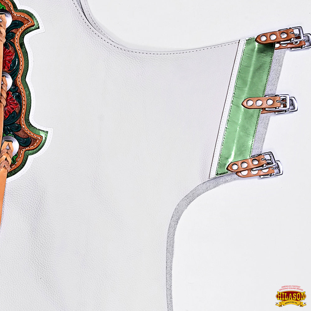Hilason Bronc Bull Riding Genuine Leather Rodeo Western Chaps White ...
