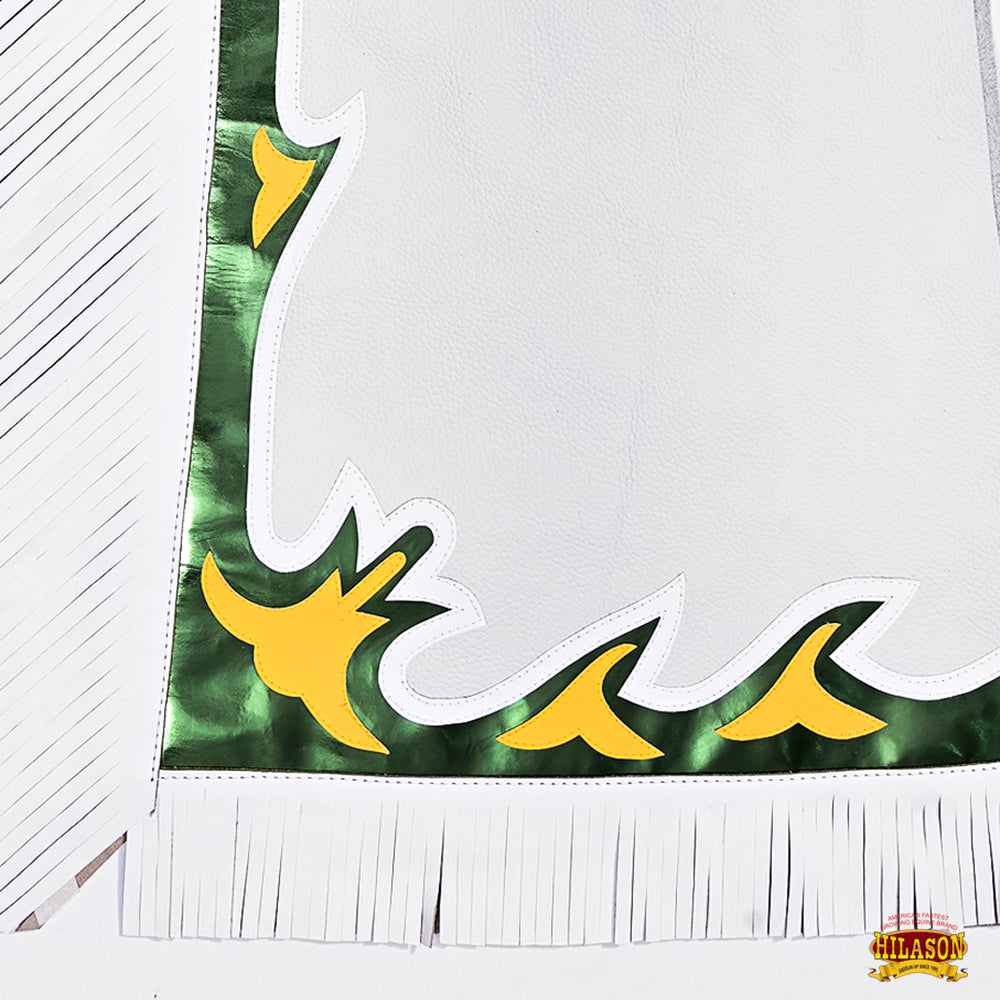 Hilason Bronc Bull Riding Genuine Leather Rodeo Western Chaps White Gr ...