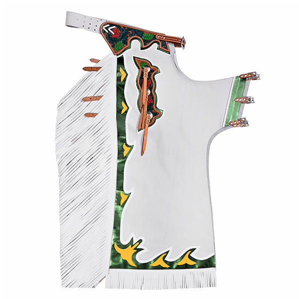 Hilason Bronc Bull Riding Genuine Leather Rodeo Western Chaps White ...