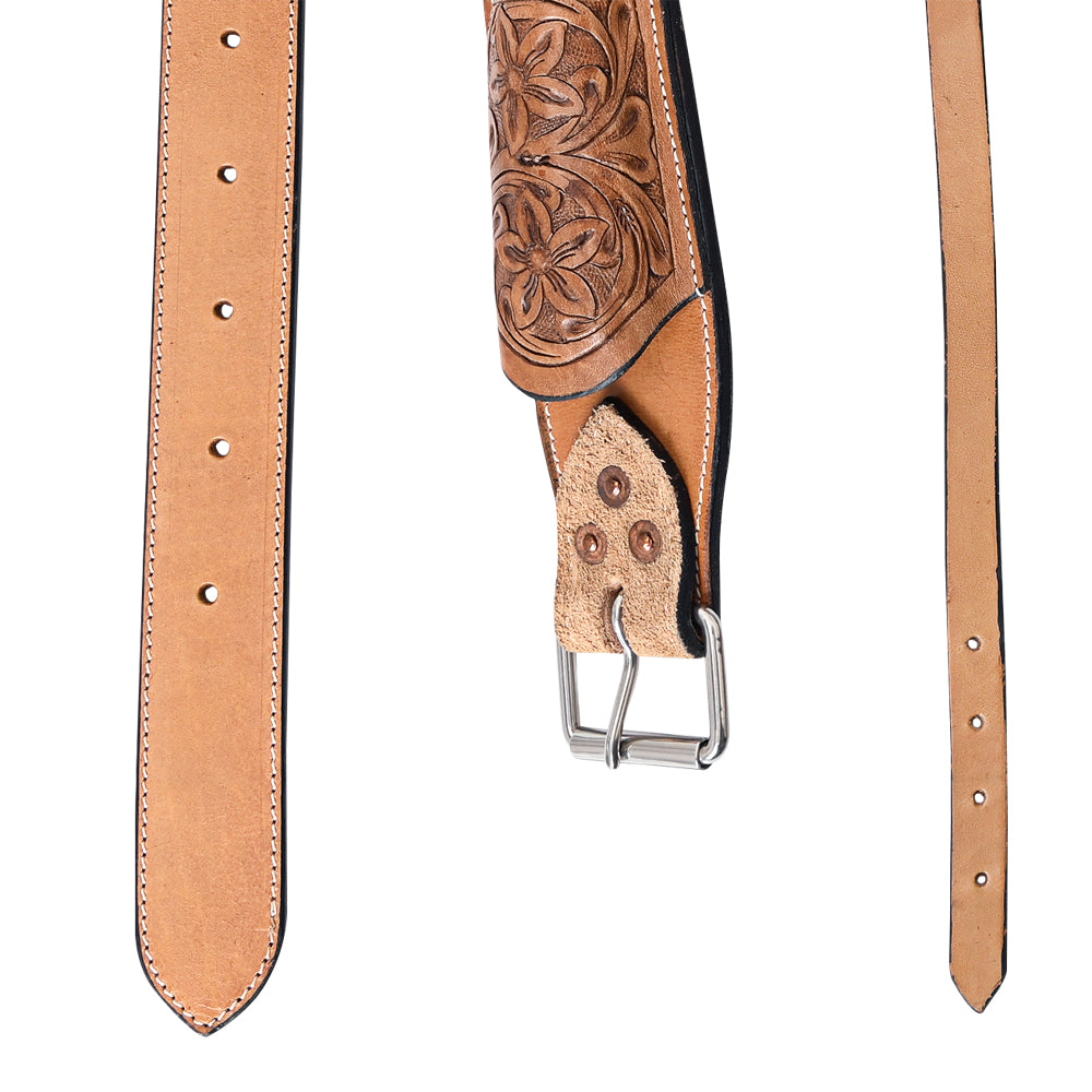 Horse Saddle Flank Cinch Girth Handtooled Leather W/ Billets Antique T ...