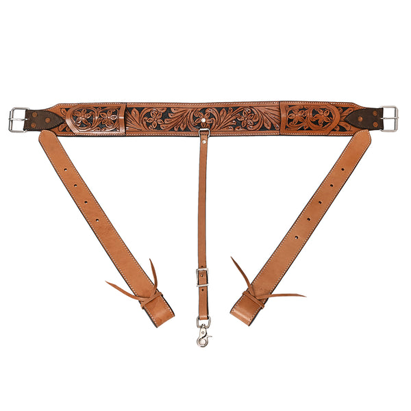 HILASON Horse Western Carved Leather Rear Flank Back Cinch Girth Saddl ...