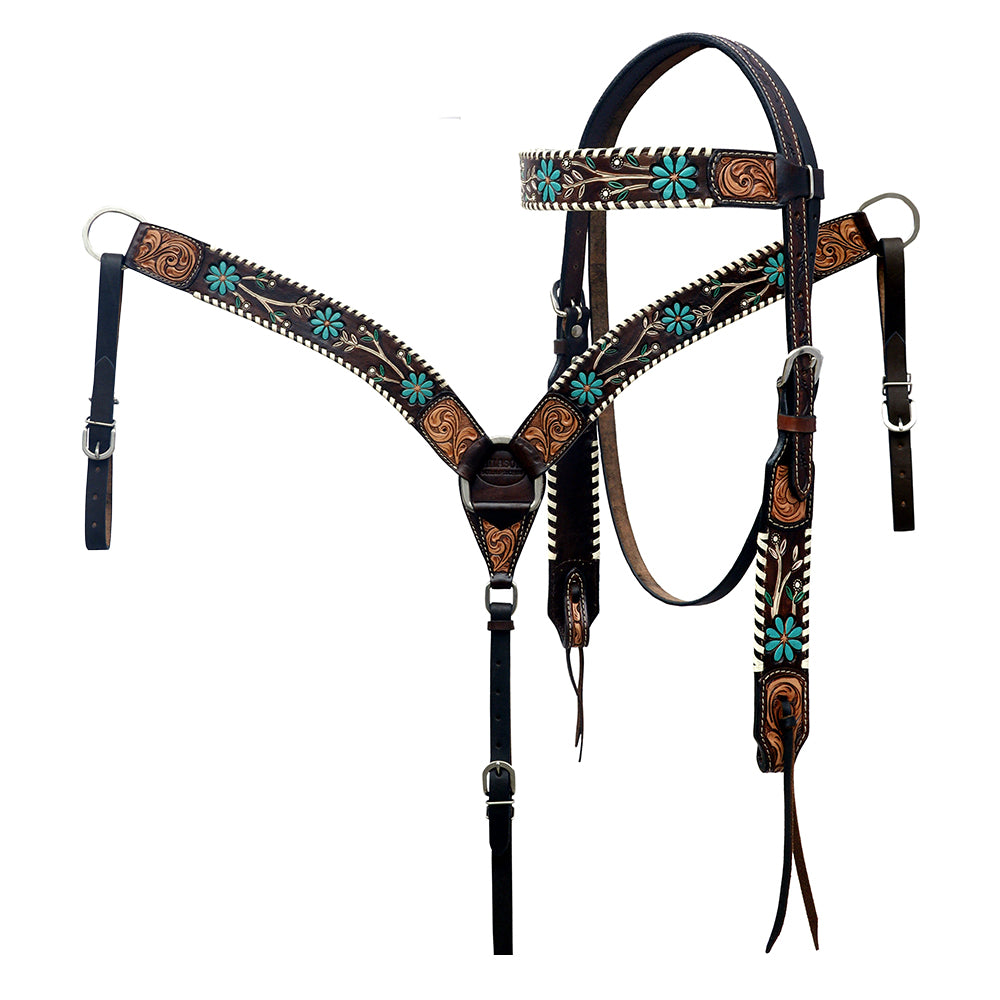Hilason H. Floral Hand Painted American Leather Breast Collar – Hilason ...