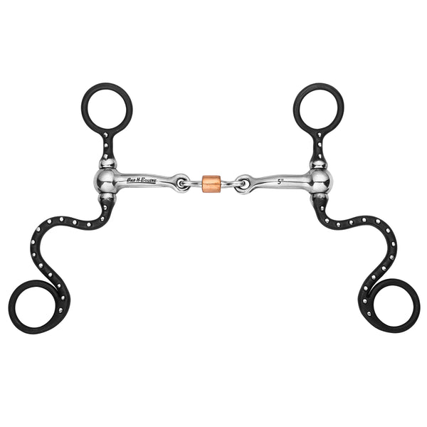 BAR H EQUINE Western Shank Bit with Three-Piece Dog Bone & Copper Roll ...