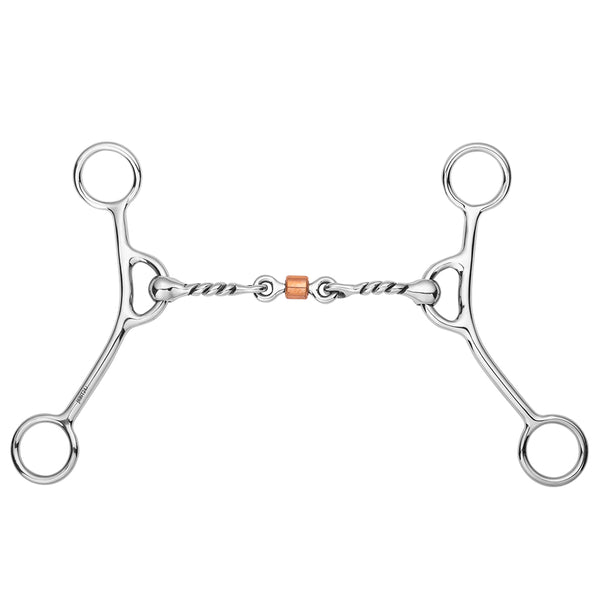 BAR H EQUINE Western Gag Bit with Twisted Three-Piece Copper Roller Mo ...