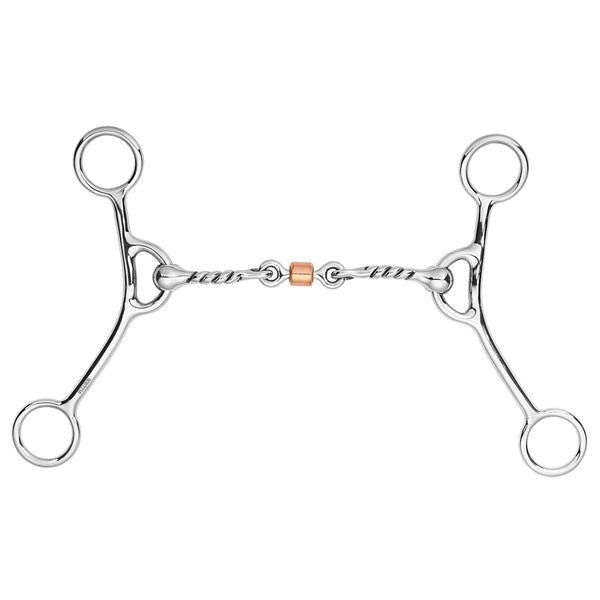 BAR H EQUINE Western Gag Bit with Twisted Three-Piece Copper Roller Mo ...