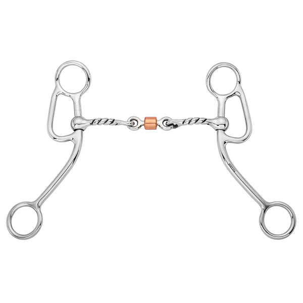 BAR H EQUINE Western Gag Bit with Twisted Three-Piece Copper Roller Mo ...