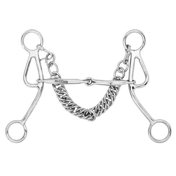 BAR H EQUINE Western Gag Bit Single-Jointed Mouthpiece with Curb Chain ...