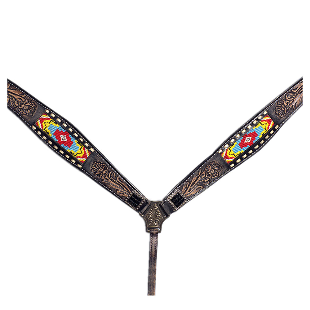 HILASON Western Genuine Leather Horse Breast Collar Tack Dark Brown Be ...