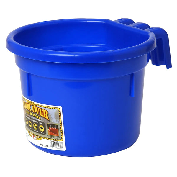 Hook Over Feed Pail 8 Quart Blue Bucket with Dual-Purpose Bracket ...