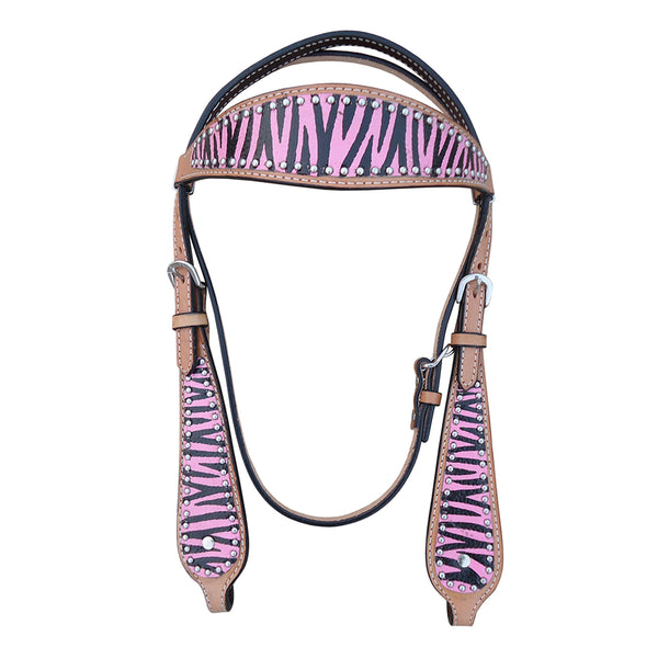 HILASON Western Horse Leather Headstall & Breast Collar Tack Set Zebra ...