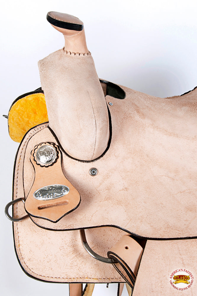 Western Horse Saddle American Leather Ranch Roping Cowboy Rough Out Tan ...