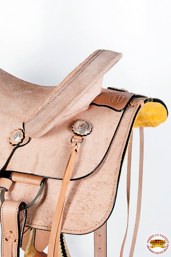 Western Horse Saddle American Leather Ranch Roping Cowboy Rough Out Tan ...