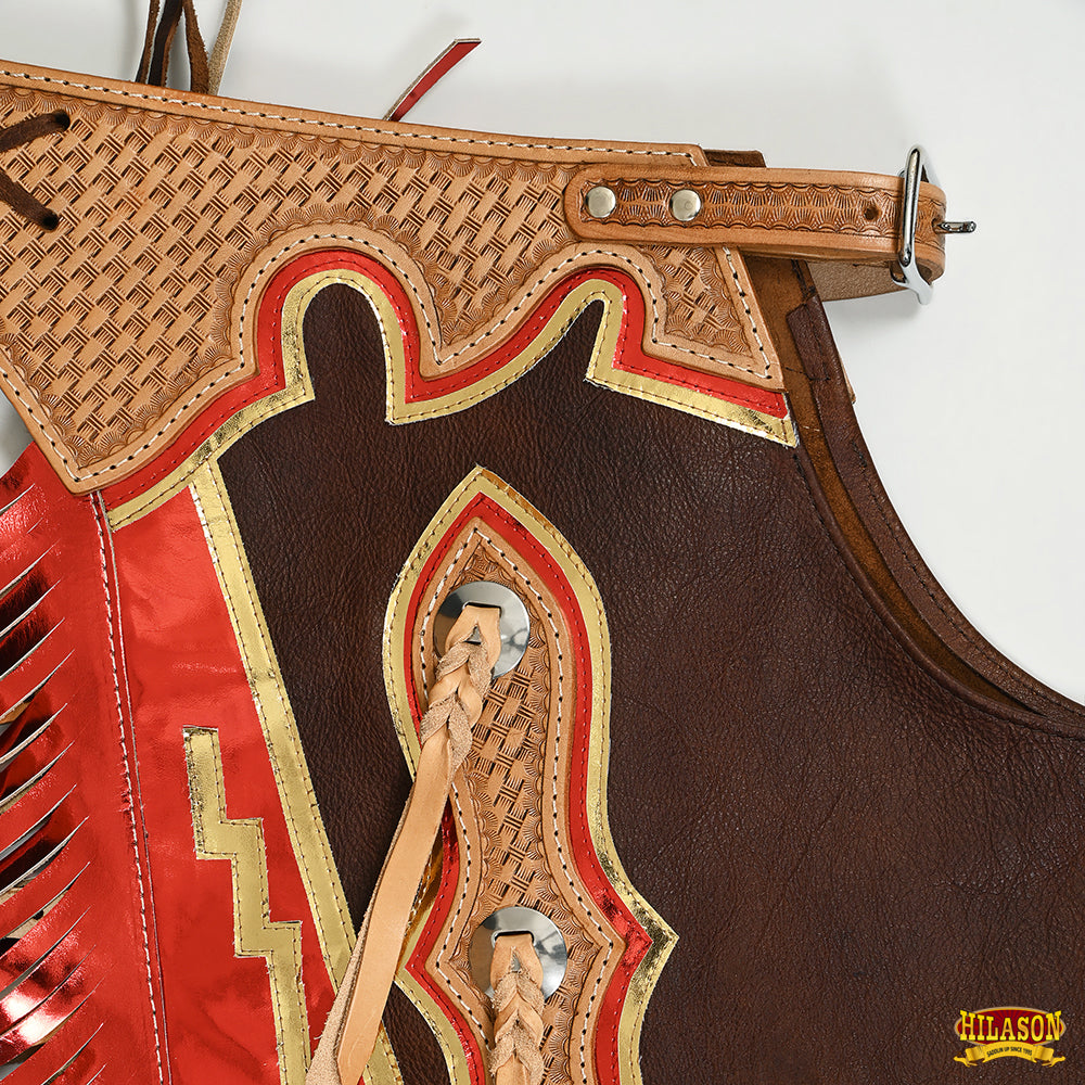 Hilason Pro Rodeo Bull Riding Chaps Smooth Genuine Leather Western Bro ...