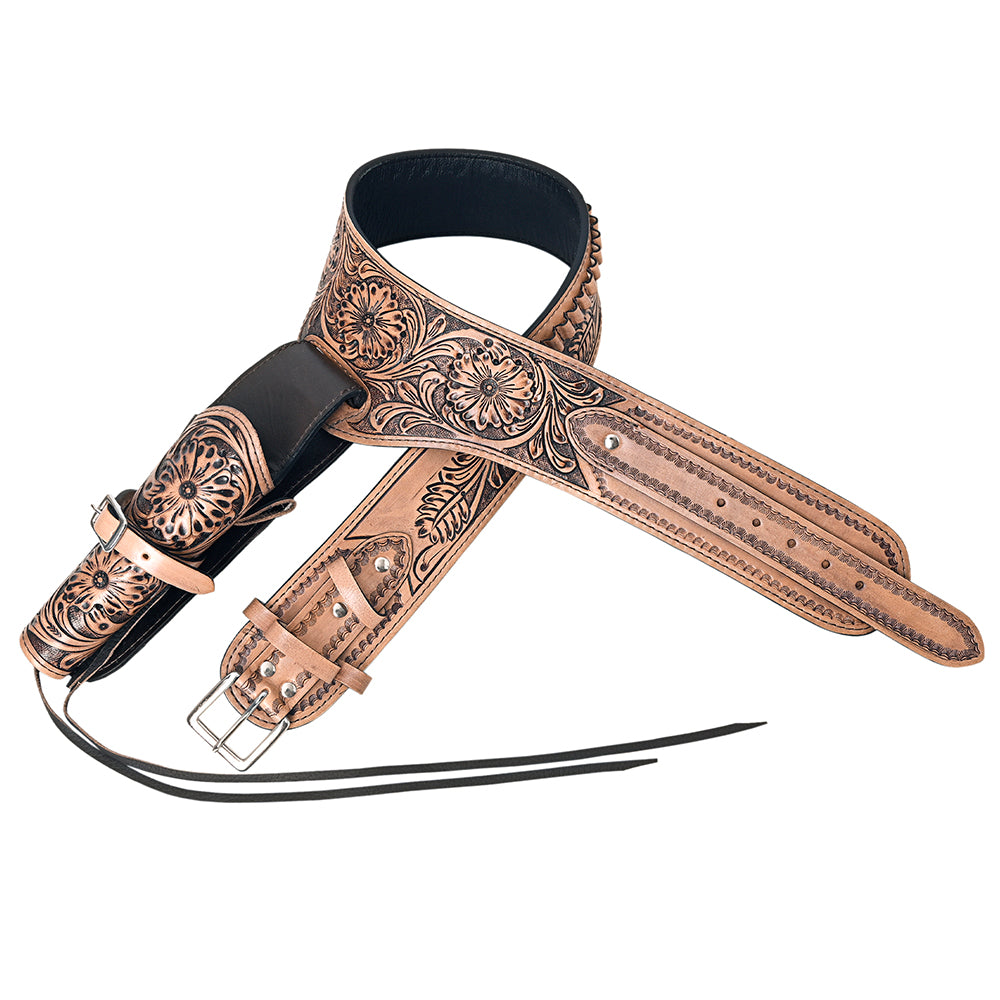 Hilason Western Right Hand Gun Holster Rig 22 Caliber Leather Cowboy ...