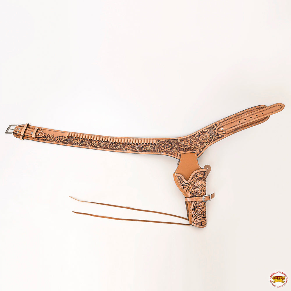 Tan Hilason Western Right Hand Gun Holster Rig 38 Caliber Leather ...